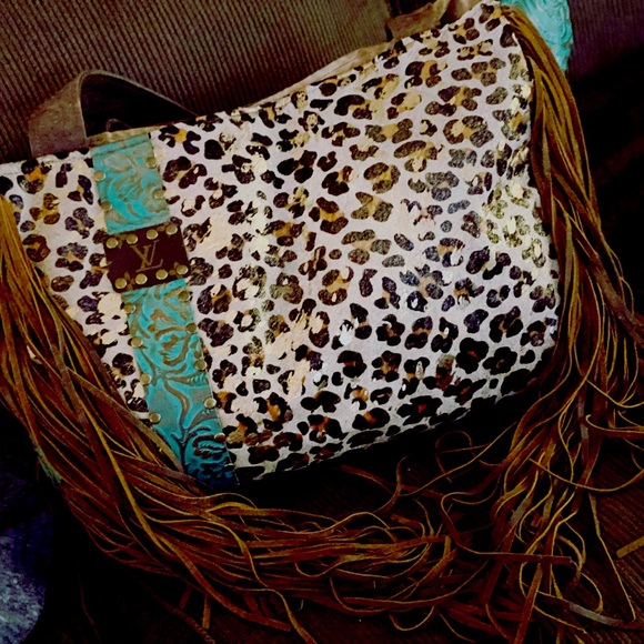 Bags | Custom Turquoise Tooled Leather Handmade Bag With Long Leather ...